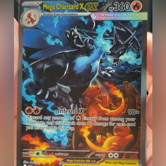 Pokemon | Other | Sold Pokemon Mega Charizard X Ex Card Blue Red Gray ...
